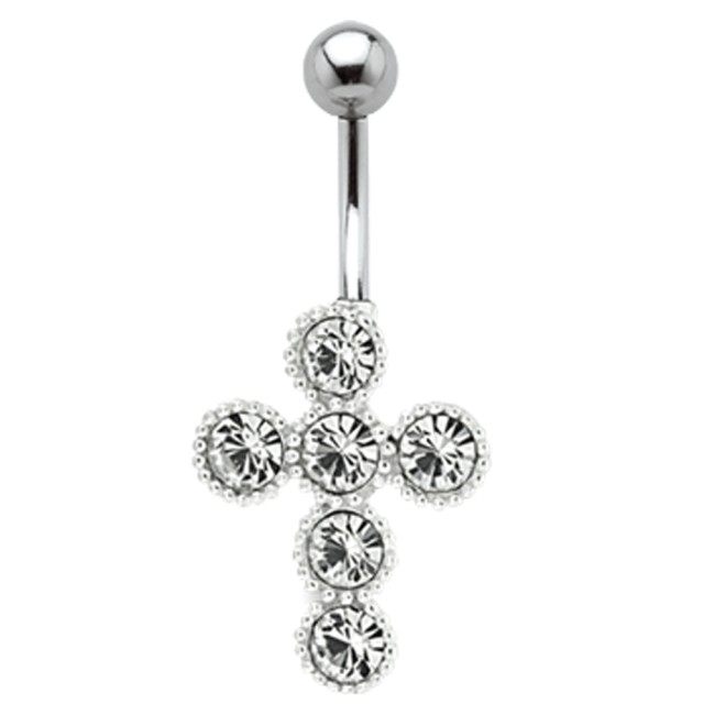 Belly button piercing with cross motif 446