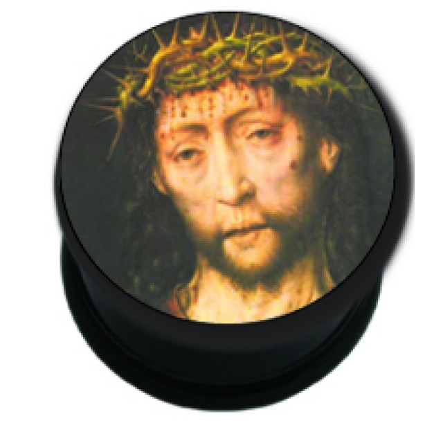 Plastic picture plug, motif JESUS WITH CROWN OF THORNS